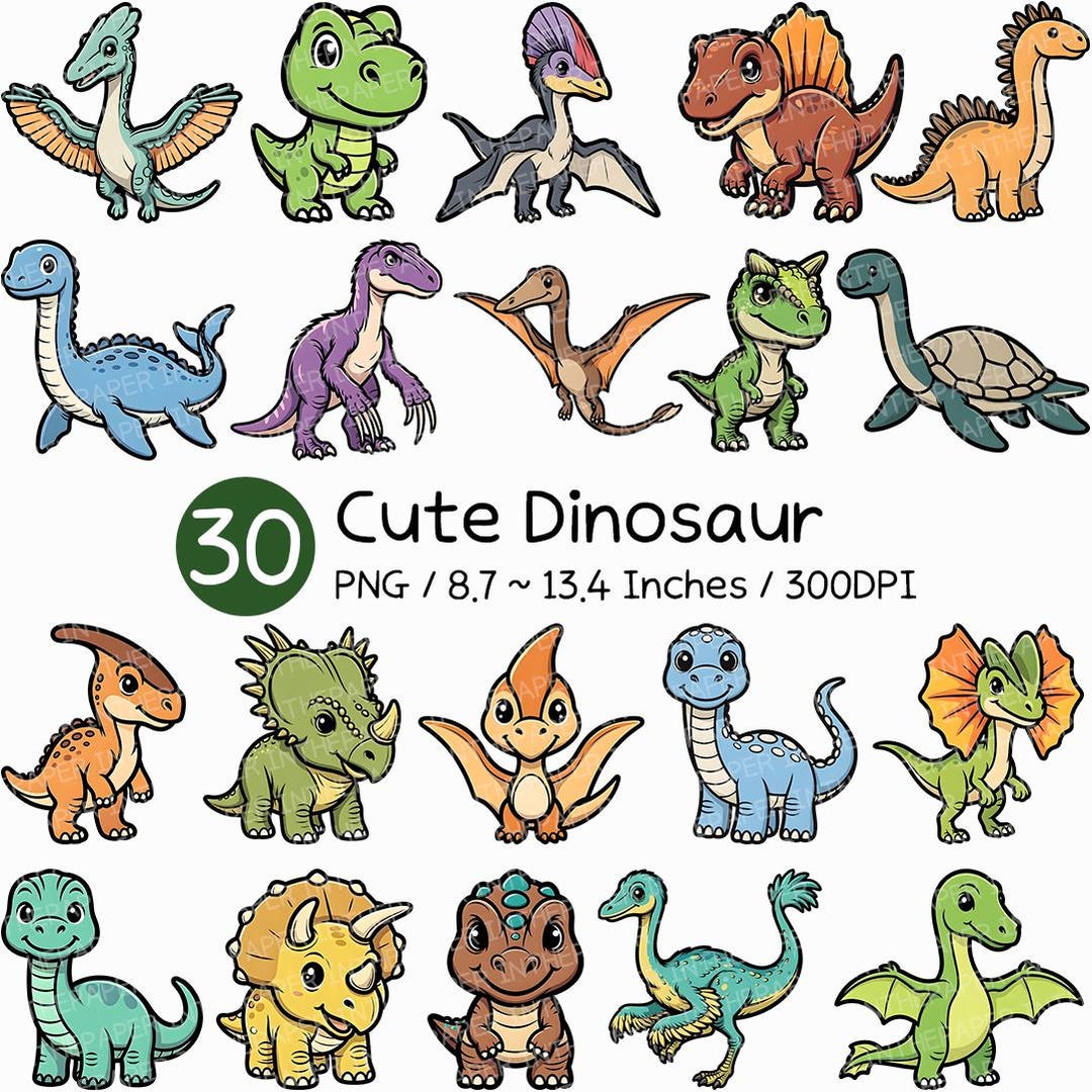Cute Dinosaur | Cartoon Clipart Baby Dino Animal Character Kids ...