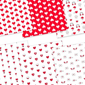 Red Heart Digital Papers | Hand Drawn Design, Seamlessly, Background ...