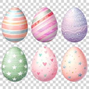 Watercolor Cute Easter Eggs PNG | Pastel Pattern Clip Art Polka Dot ...