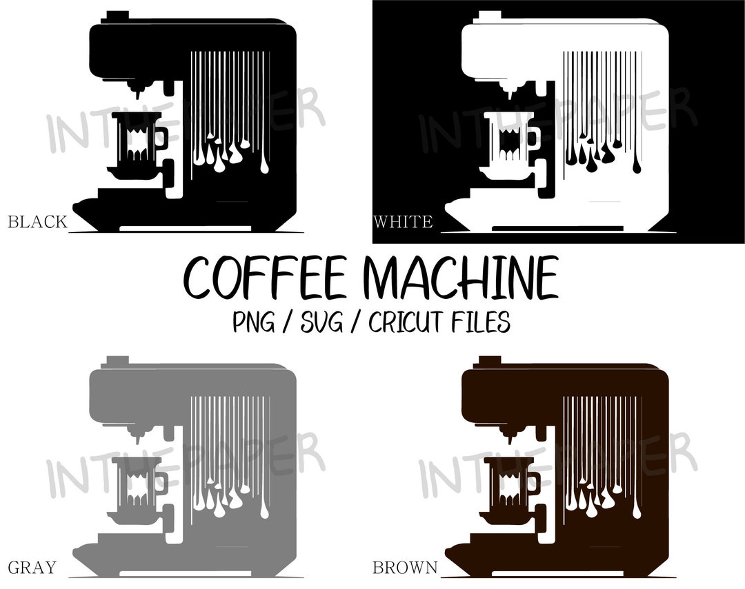 Coffee Machine SVG Coffee Machine PNG, Silhouette, Black and White ...