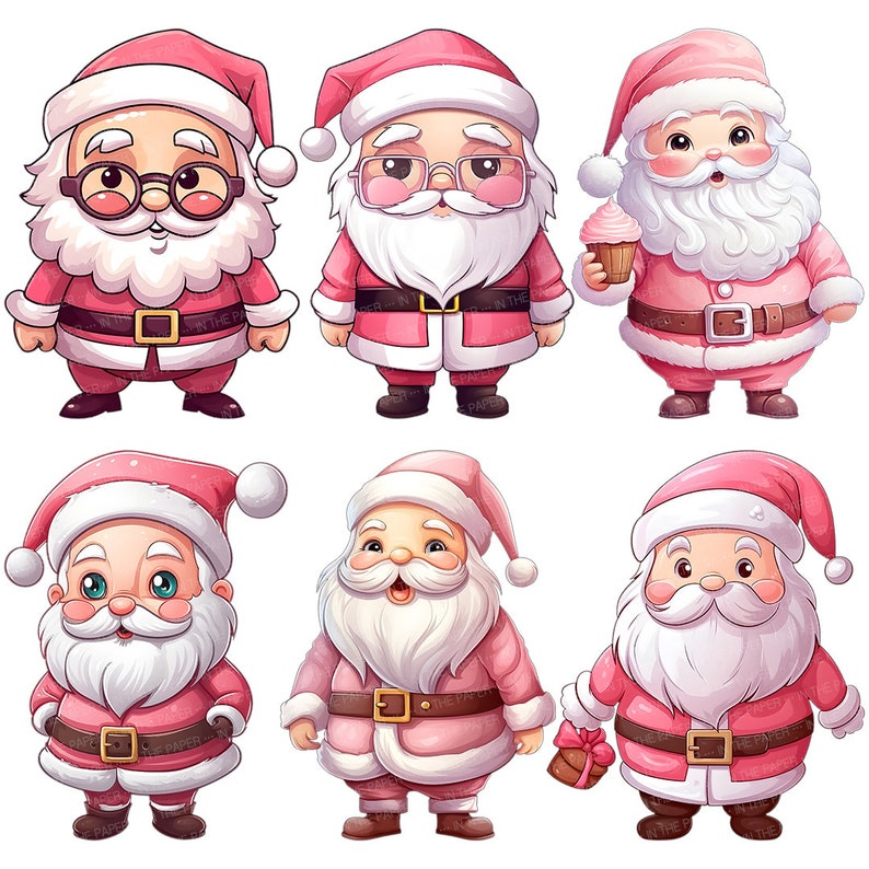 Lindo enano Santa PNG / Clip Art navideño Rosa Adorable Gordo Gordo ...