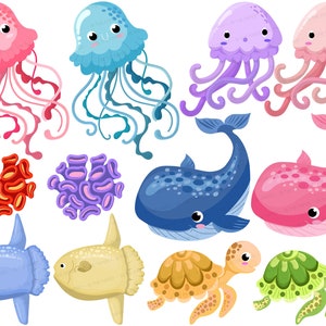 Sea Animals SVG | Cute Fish PNG Shark Clip Art Stingray Octopus ...