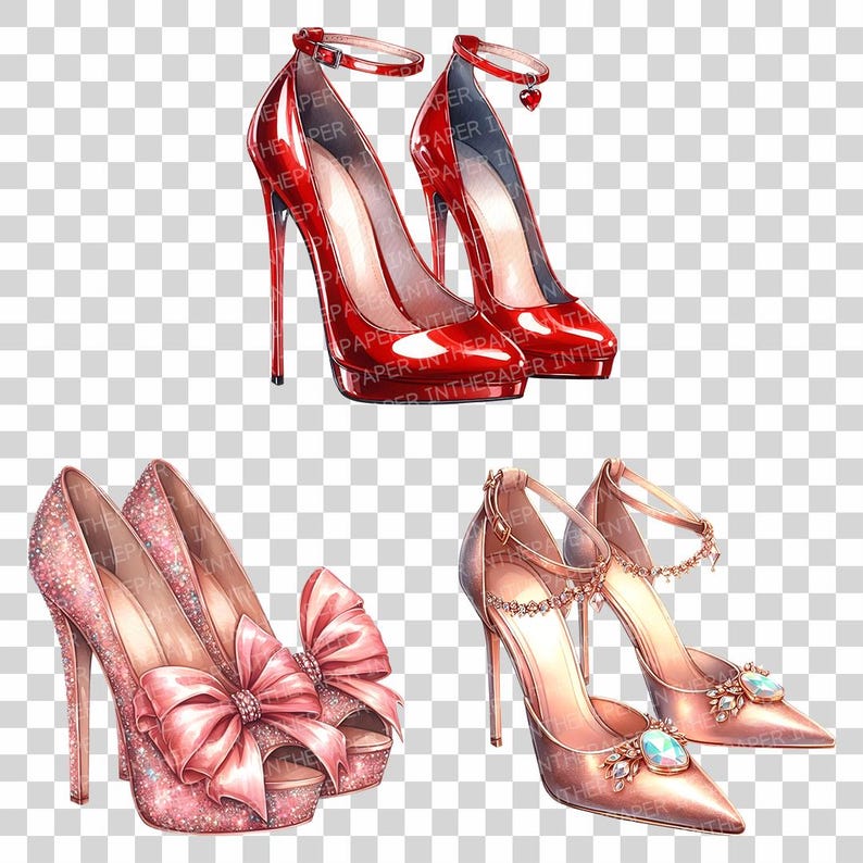 Watercolor High Heels | Fashion Shoe Clip Art Stiletto Platform Boots ...