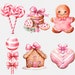 Pink Christmas PNG Adorable Cute Watercolor Clip Art Little Girl ...