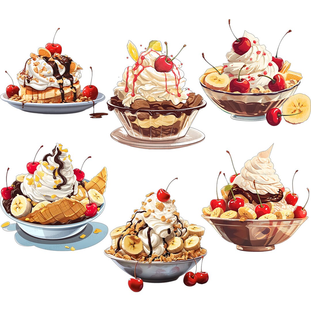 Banana Split PNG | Dessert Clipart Sweets Treats Illustration Whipped ...