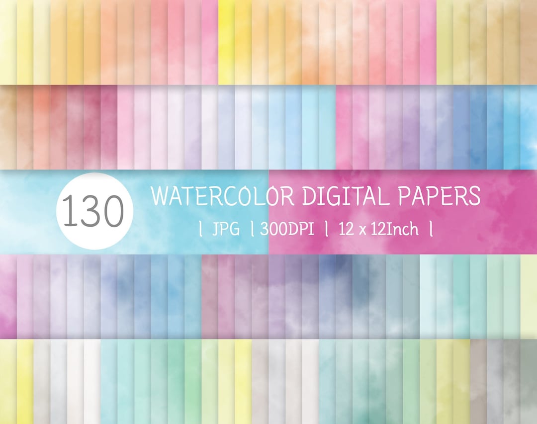 130 Watercolor Digital Papers | JPG Pack Background Planner Texture ...
