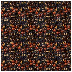 Seamless Dark Halloween Cat Digital Paper / Pumpkin, Black Cat ...