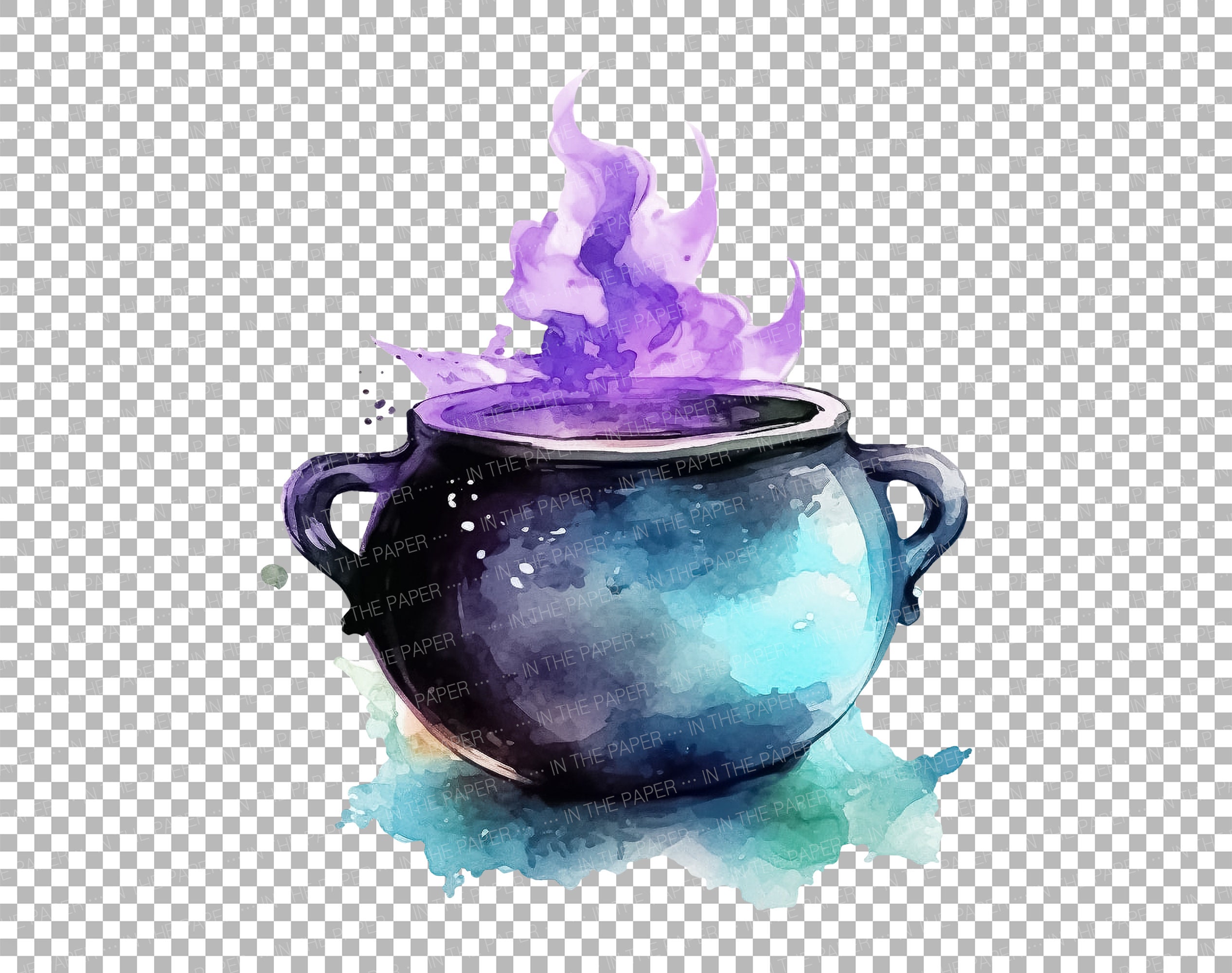 Watercolor Halloween Magic Cauldron PNG Clipart Magic Pot - Etsy