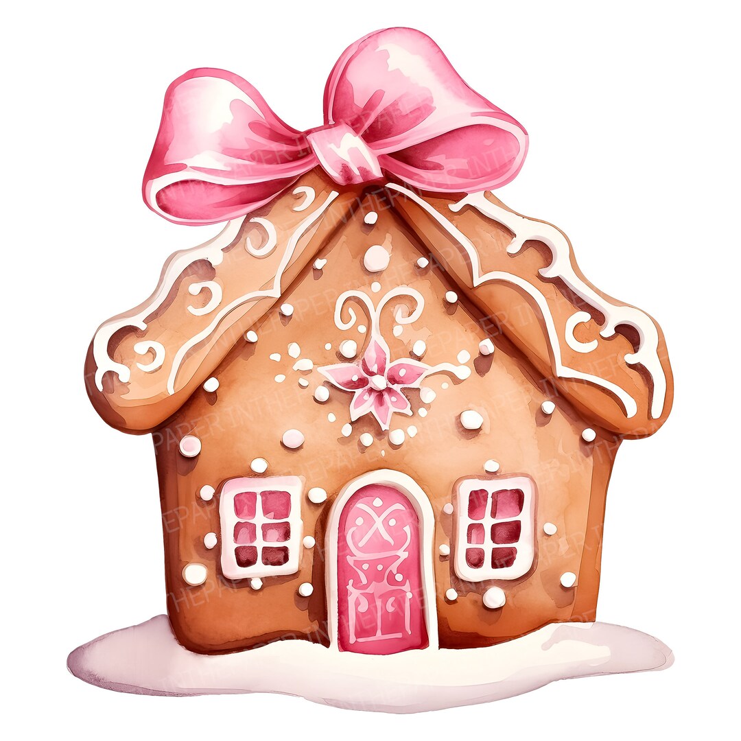 Sweet Christmas Cookie House PNG Watercolor Clip Art, Holiday Treat ...