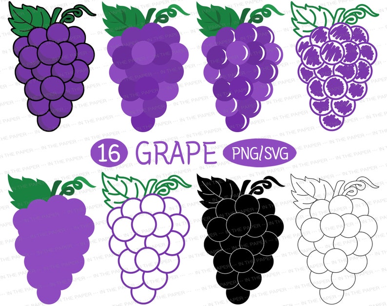 Grape SVG Grape PNG Fruit Clipart Food Silhouette Coloring Page Cricut ...