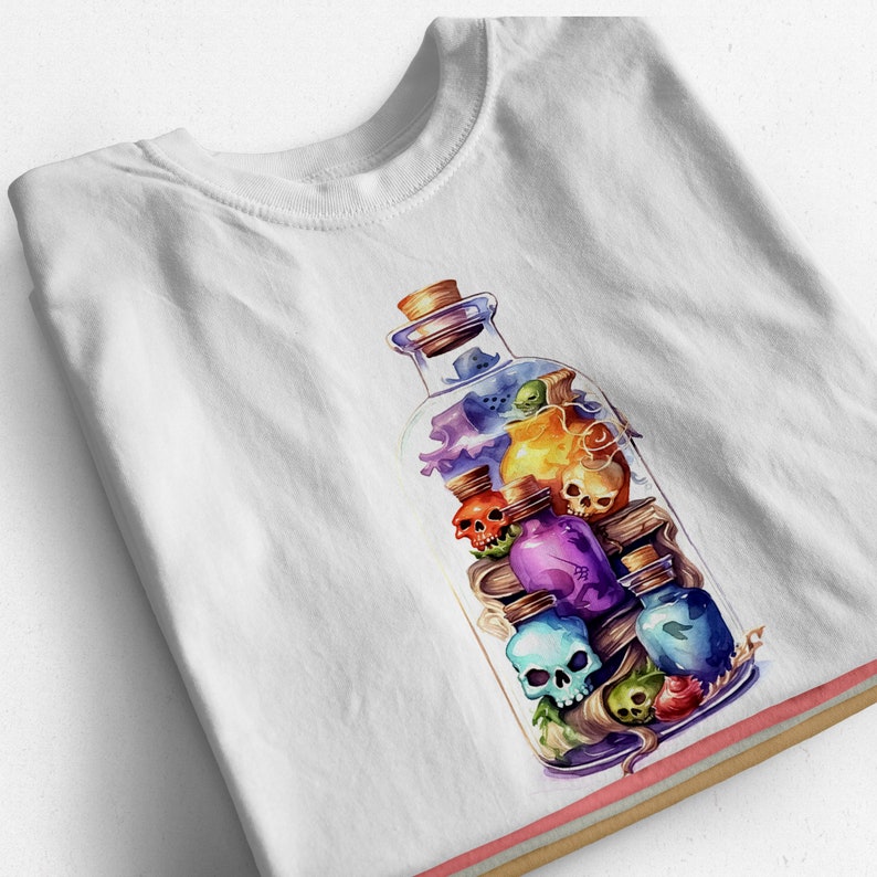 Watercolor Halloween Skull Potion Bottle PNG Magic Potion, Vial ...
