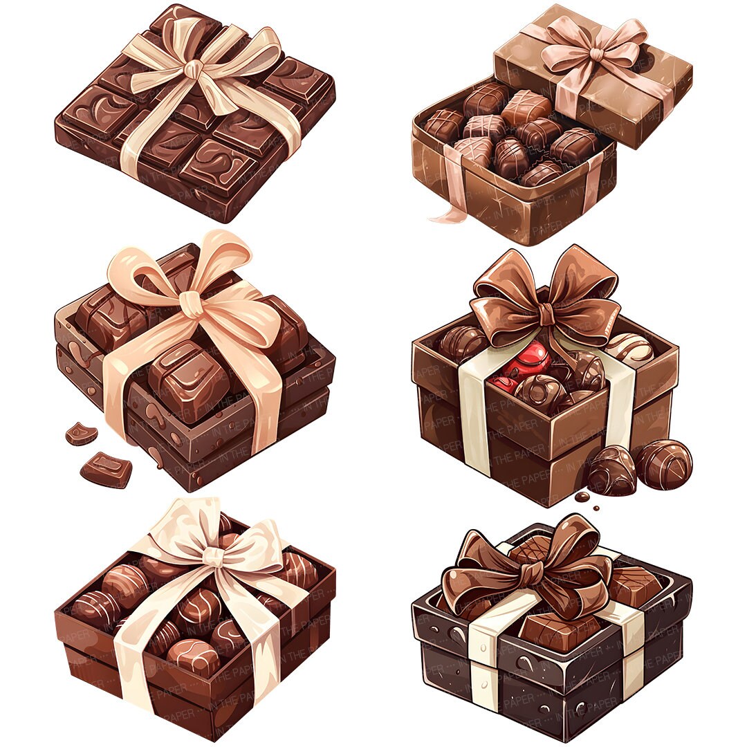 Cute Chocolate Gift Box PNG Valentine's Day Sweets Clip Art Heart Candy ...
