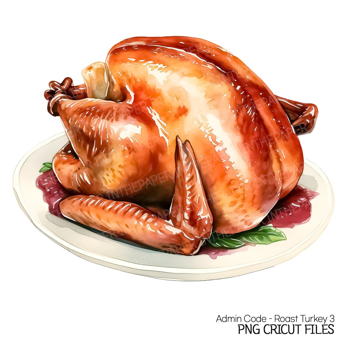 Roast Turkey PNG Watercolor Christmas Thanksgiving Food Meat Clip Art ...