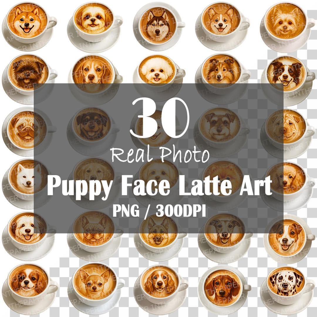 Puppy Face Latte Art Photo | Cute Dog Latte Art Coffee Foam Portrait ...