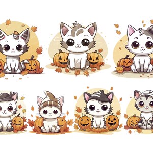 Cute Halloween Cat PNG, Clipart, Kitty, Kawaii, Witch Hat, Pumpkin ...