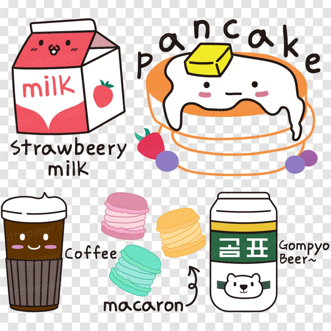 Kawaii Food PNG Cute Stickers SVG Korean Dessert Sweet Japanese Hot Dog ...