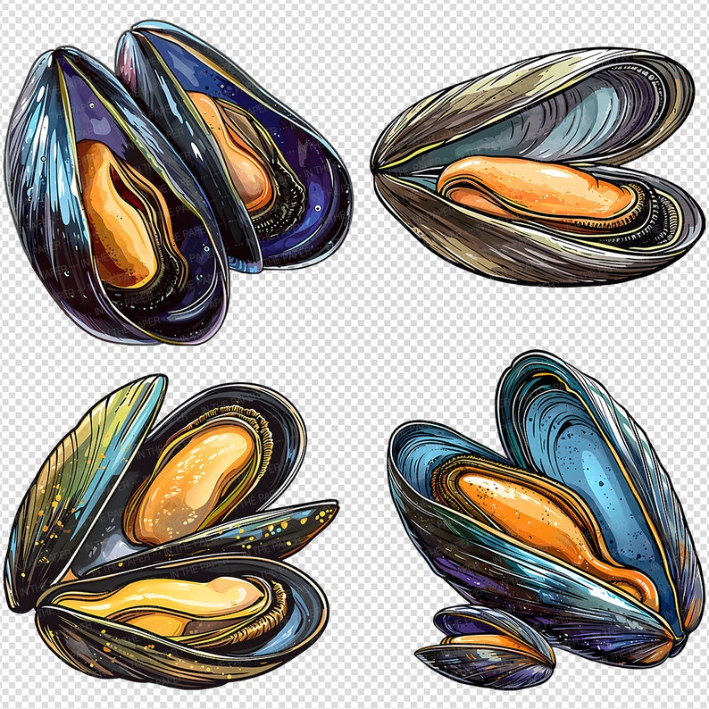Mussels PNG | Seashell Clip Art Under the Sea Animal Seafood Planner ...
