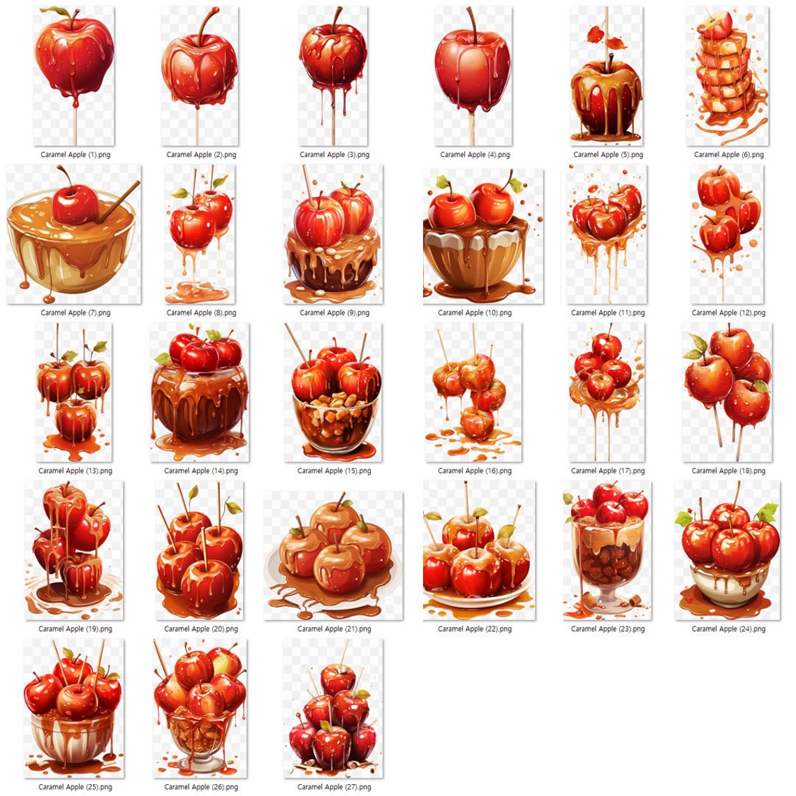 Caramel Apple PNG Sweets Dessert Red Fruit Clip Art Candy Skewers Nuts ...