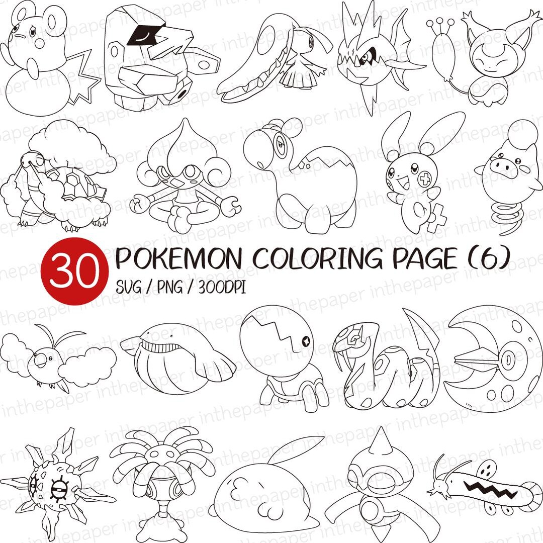 Pokemon Coloring Papers | for Kids PNG SVG Blackline Animal Book Flygon ...