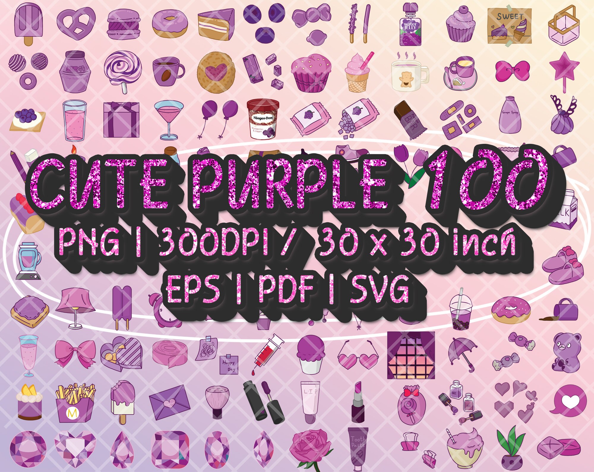 Cute Purple Clip Art PNG Goodnote Sticker Ice Cream Dessert Cosmetics ...