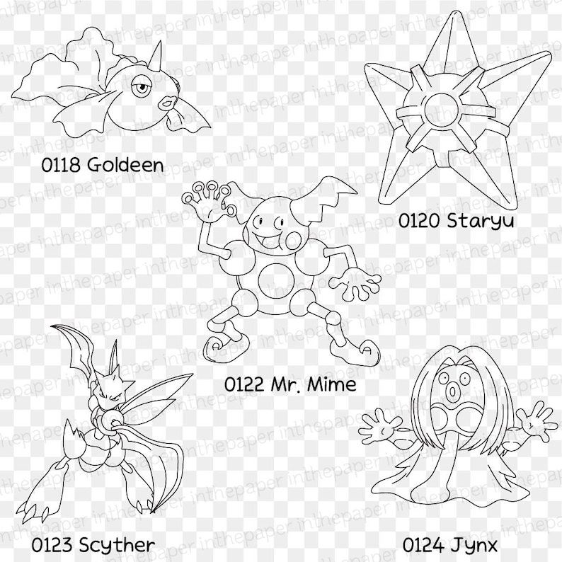 Pokemon Coloring Papers | for Kids PNG SVG Blackline Animal Outline ...