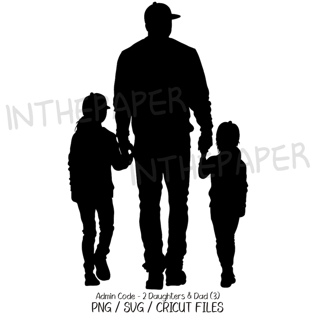 Dad Holding Hands With His Two Daughters SVG | Father's Day PNG ...