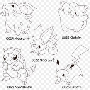 Pokemon Coloring Papers | for Kids PNG SVG Blackline Animal Outline ...