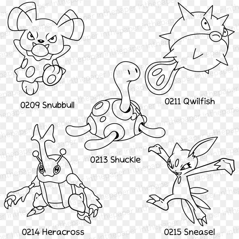 Pokemon Coloring Papers | for Kids PNG SVG Blackline Animal Outline ...