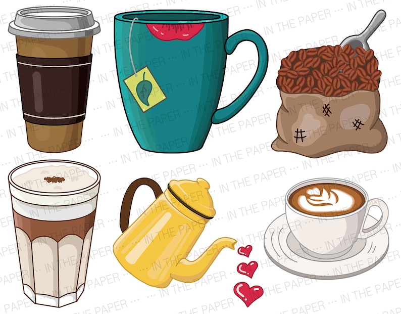 COFFEE SHOP PNG Clip Art, Cafe, Milk, Cupcake, Macaroons, Heart Latte ...
