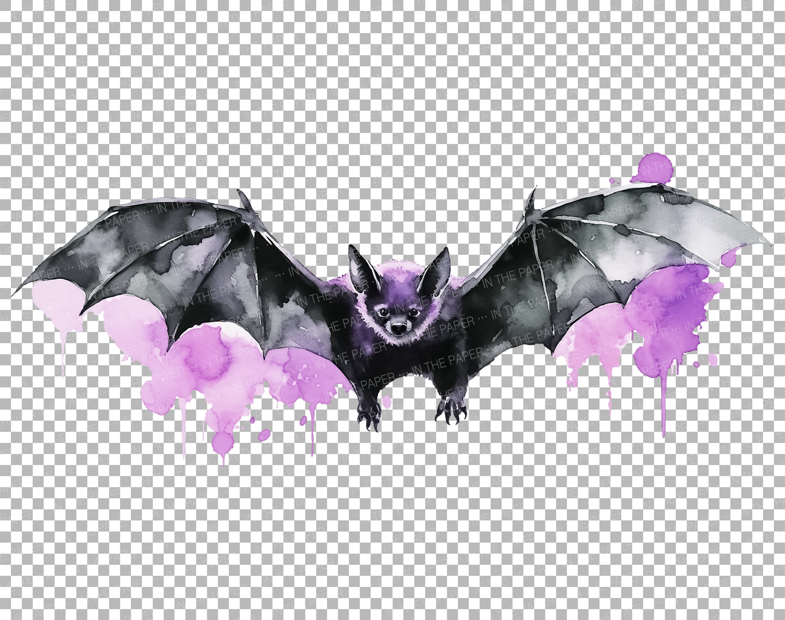 Watercolor Halloween Purple Bat PNG Clip Art Violet - Etsy