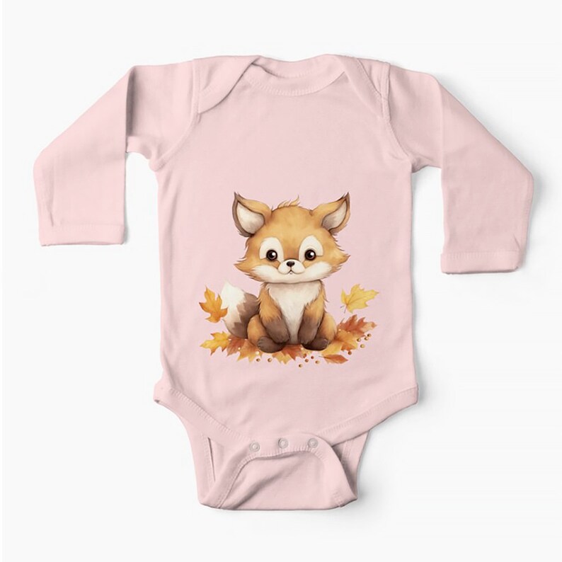 Cute Fox Cub in Leaves PNG Watercolor, Baby Animal Clip Art, Fallen ...