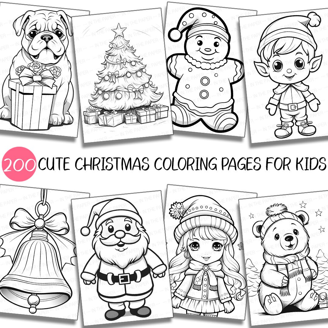 200 Cute Christmas Coloring Pages for Kids Animal Book - Etsy
