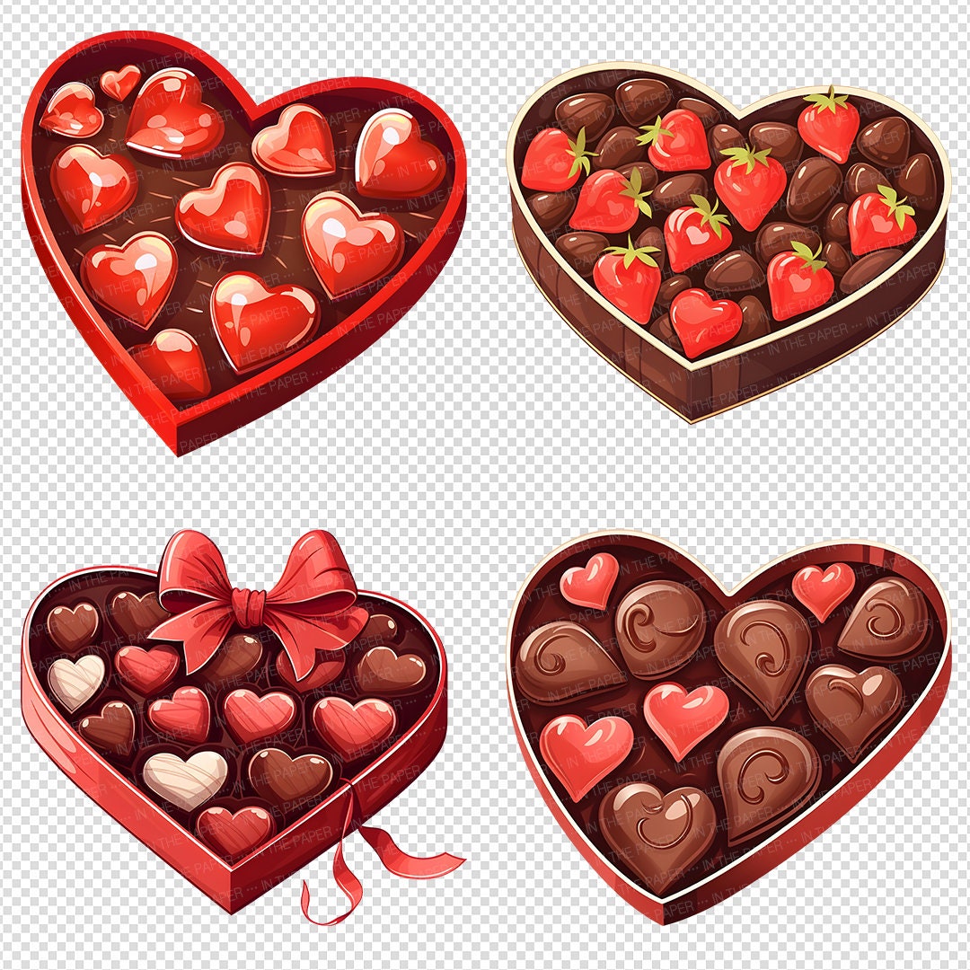 Red Heart Shaped Chocolate Gift Box PNG | Valentines Day Clipart Sweets ...