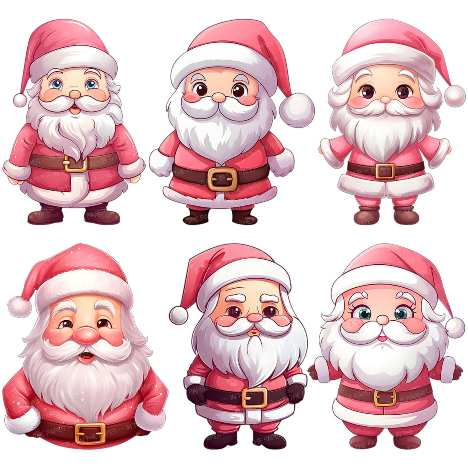Cute Dwarf Santa PNG | Christmas Clip Art Pink Adorable Fat Fat Bubble ...