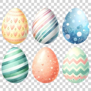 Watercolor Cute Easter Eggs PNG | Pastel Pattern Clip Art Polka Dot ...