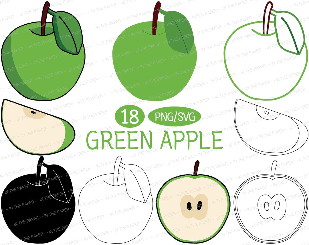 Green Apple SVG Apple PNG Fruit Clipart Food Slice - Etsy