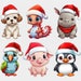 Cute Christmas Animals PNG | Santa Hat Clipart Adorable Elephant ...