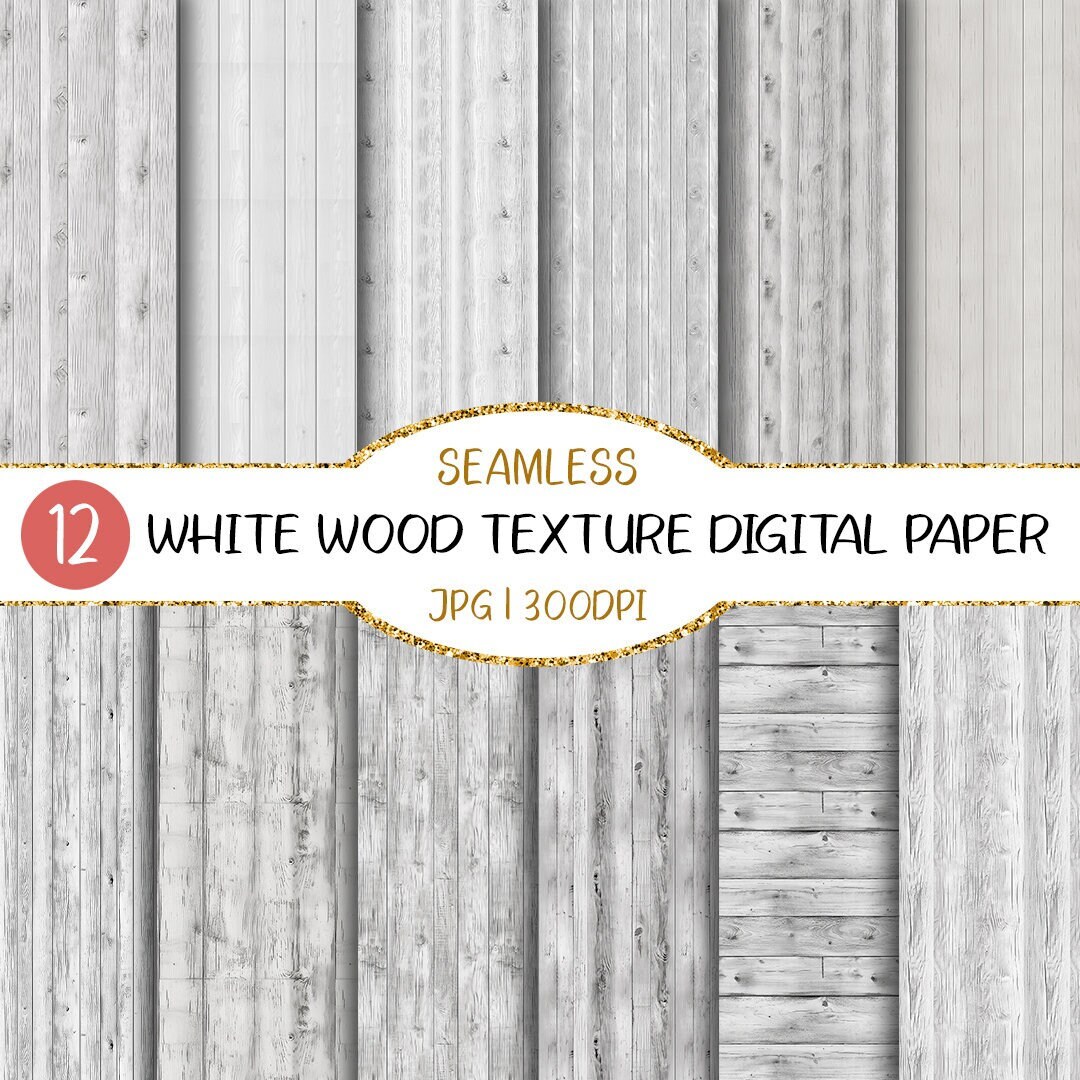 Seamless White Wood Grain Textures Digital Papers | Backgrounds, Prints ...
