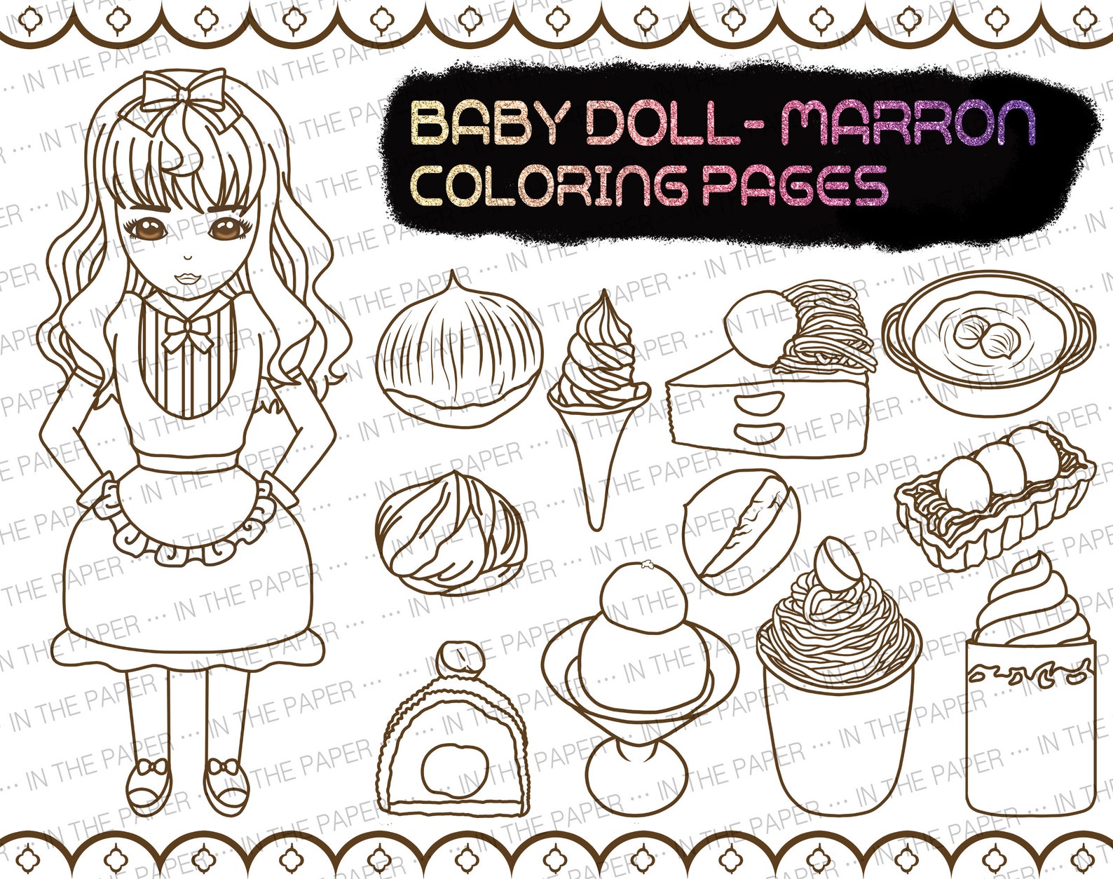 COLORING PAGES Baby Doll Png Marron Digital Download - Etsy