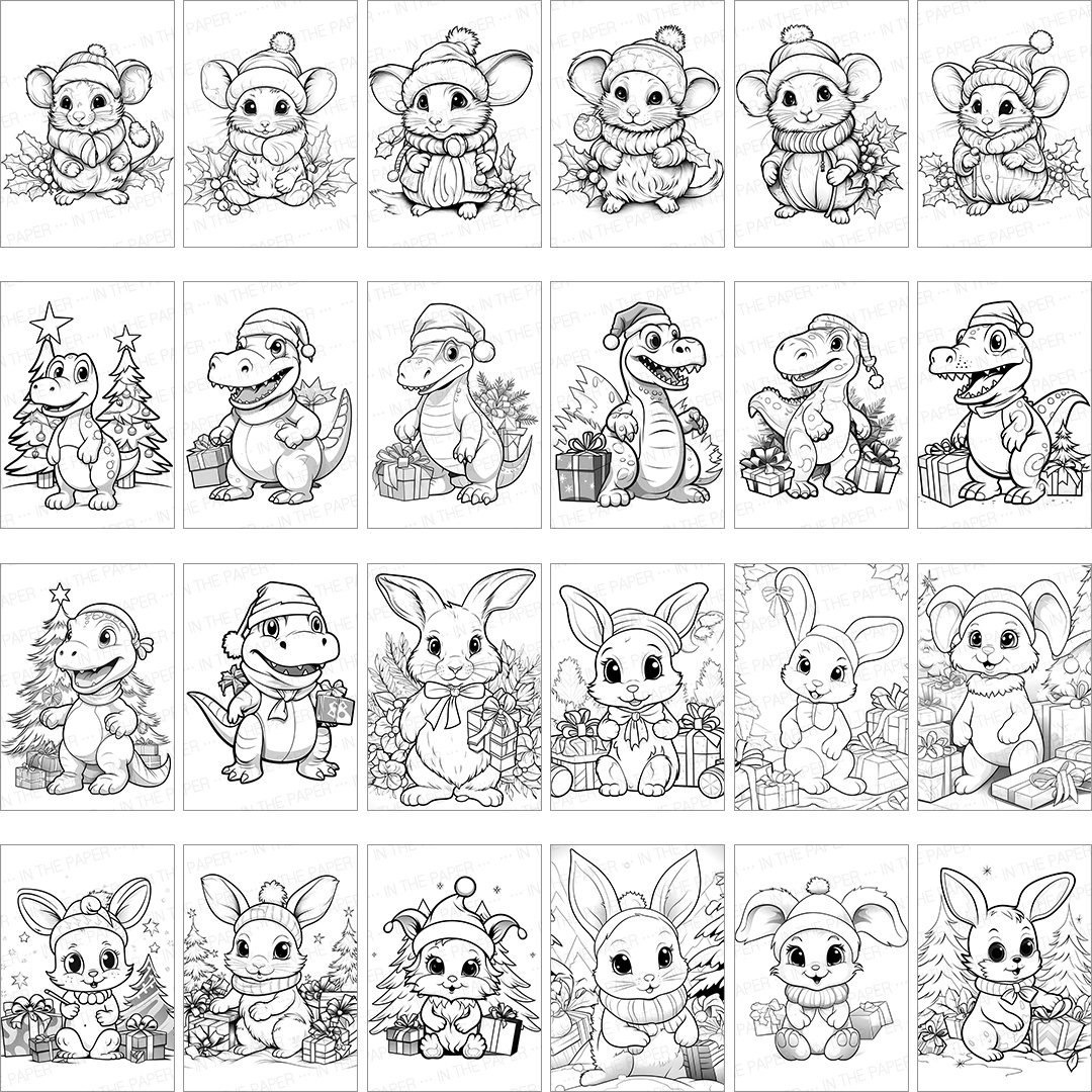 120 Christmas Animal Coloring Page for Kid Book Baby Cute - Etsy