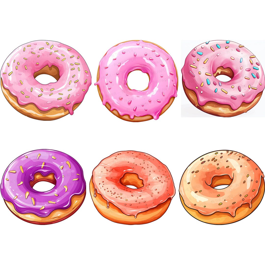 Doughnut Clip Art Cute Donut Kawaii Dessert PNG Chocolate - Etsy