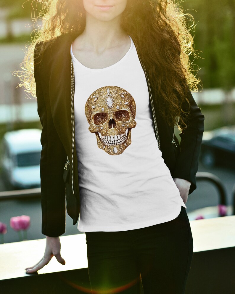Gold Bejeweled Skull PNG Clip Art Skeleton Silver Golden - Etsy