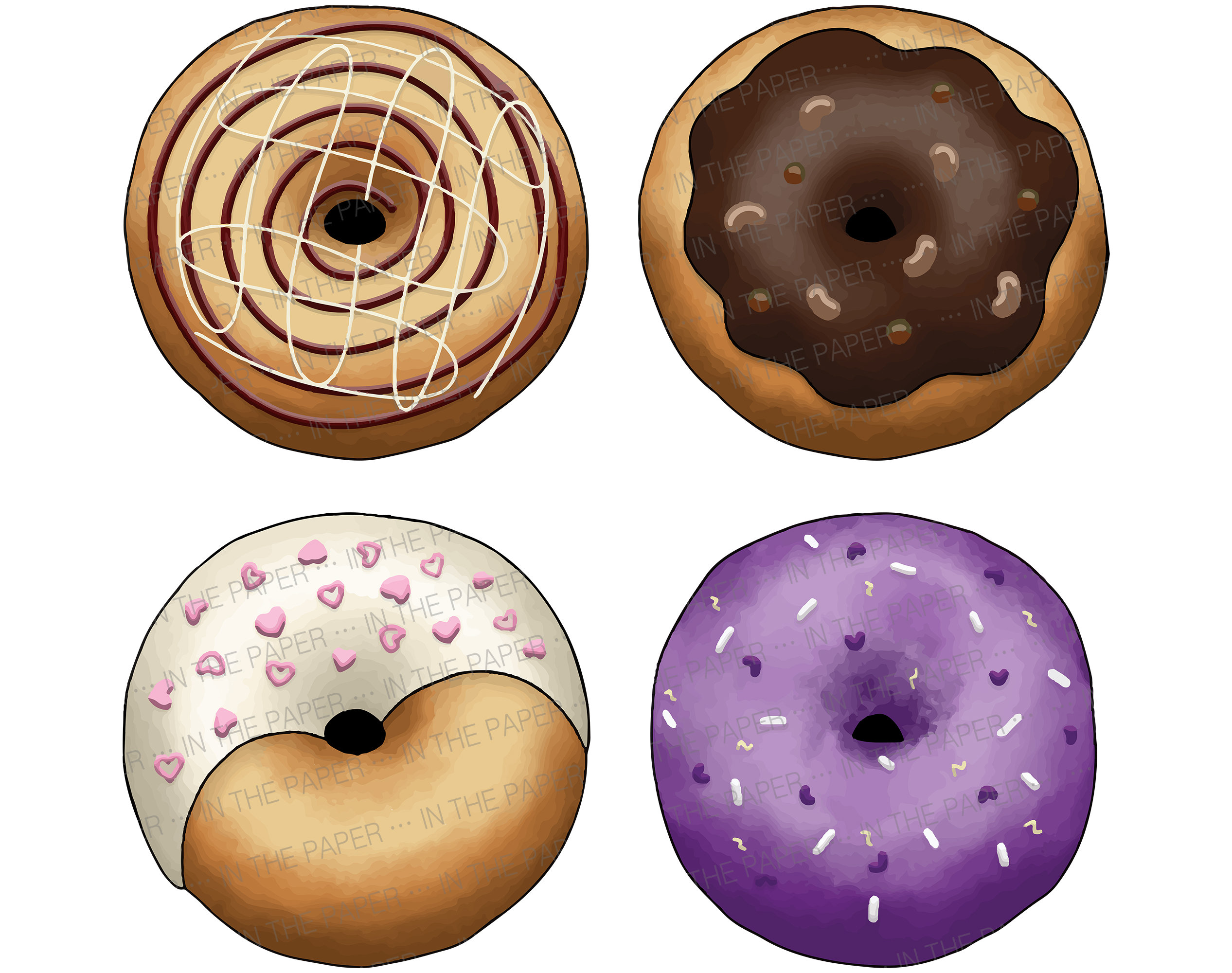 Donut SVG PNG Dessert Clip Art Sweet Dessert Chocolate - Etsy