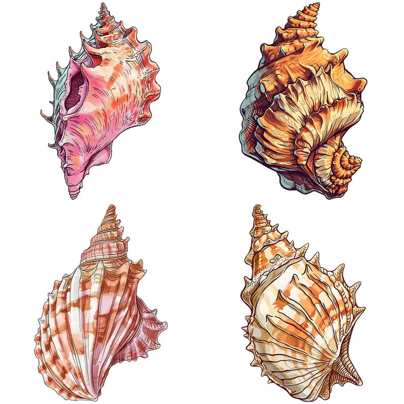 Conch Shell PNG Seashell Conch Clip Art Under the Sea Creature Seashell ...