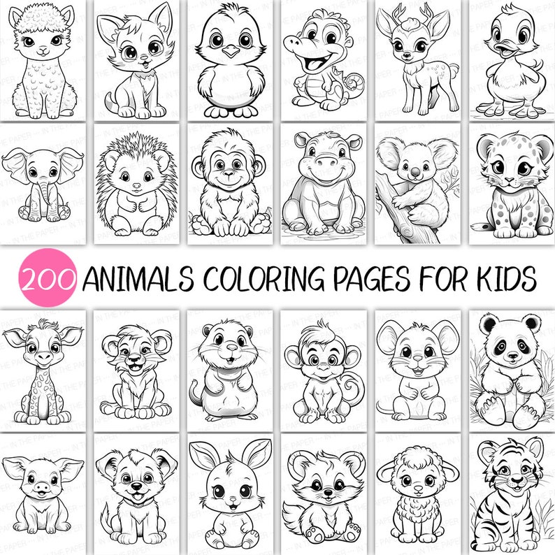 200 Animals Coloring Page for Kids Cute Land Printable - Etsy