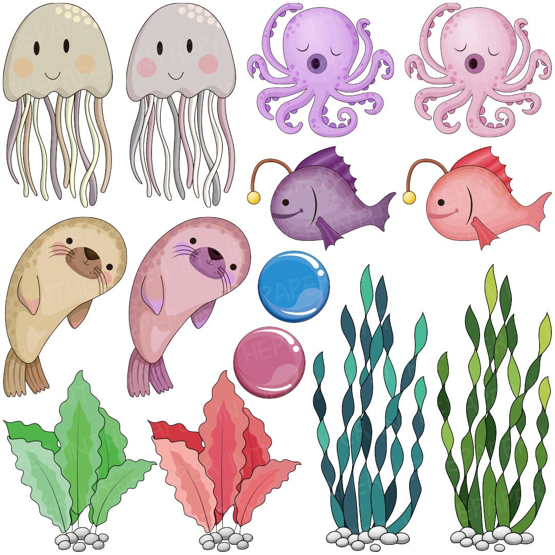 Under the Sea Animals PNG | Cute Fish SVG Clipart Humpback Whale ...