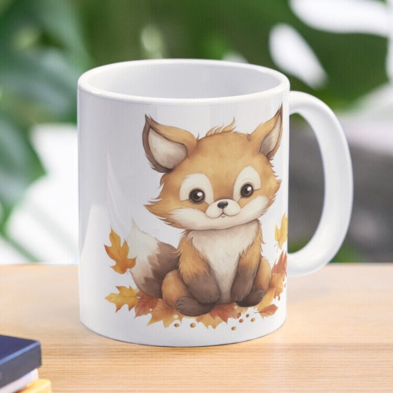 Cute Fox Cub in Leaves PNG Watercolor, Baby Animal Clip Art, Fallen ...