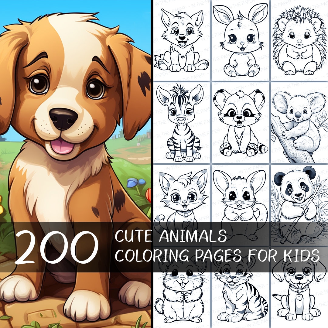 200 Animals Coloring Page for Kids | Cute Land Printable Activity Book ...