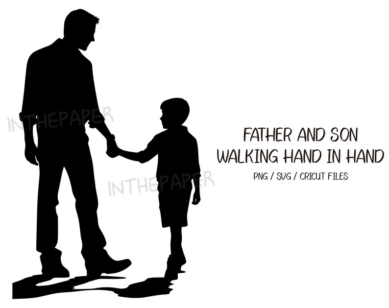 Father and Son Walking Hand in Hand Father's Day PNG - Etsy