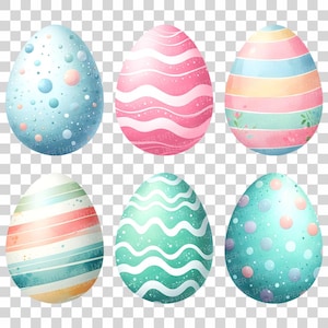 Watercolor Cute Easter Eggs PNG | Pastel Pattern Clip Art Polka Dot ...